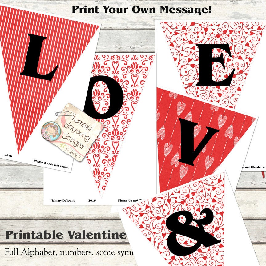 Valentine Banner Valentine Alphabet Garland Valentine | Etsy