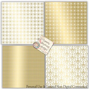 Gold Foil Paper *metallic Gold Digital Paper 1" Elegant Gold Patterns ...