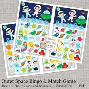 Outer Space Bingo, Printable Astronaut Bingo Game, Instant Download ...