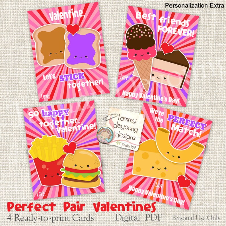 Perfect Pairs Valentines for Kids School Valentine Cards for - Etsy
