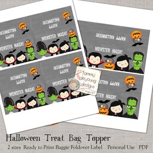 Halloween Party Favors Printable, Halloween Treat Bag Topper, Trick or ...