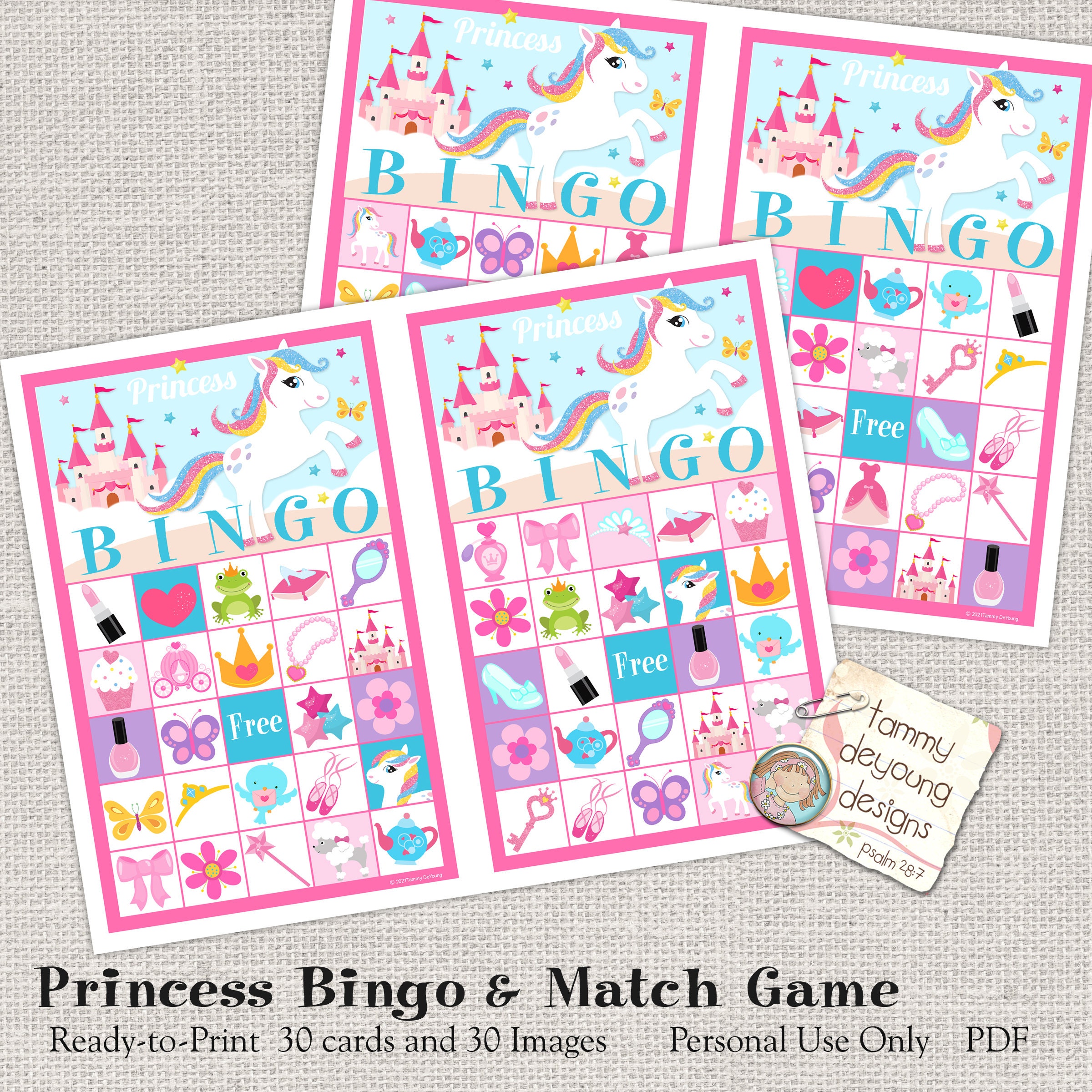 Princess Bingo Game Printable Birthday Party Bingo Princess | Etsy