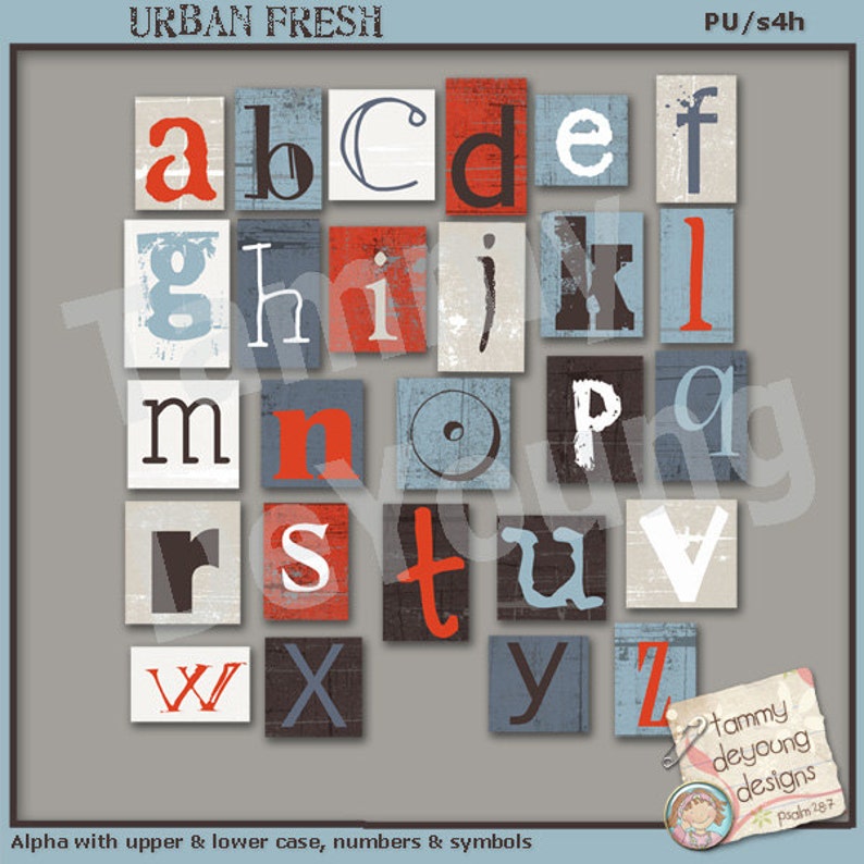 Digital Alphabet Clip Art Urban Art 90s Grunge Stickers | Etsy