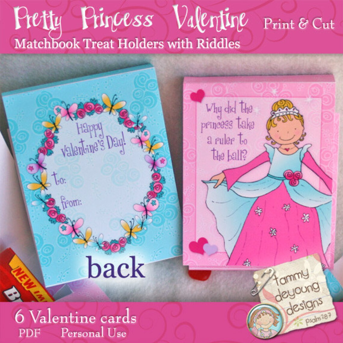 Valentines for Girls, Printable Princess Valentines, DIY Treat Holders ...