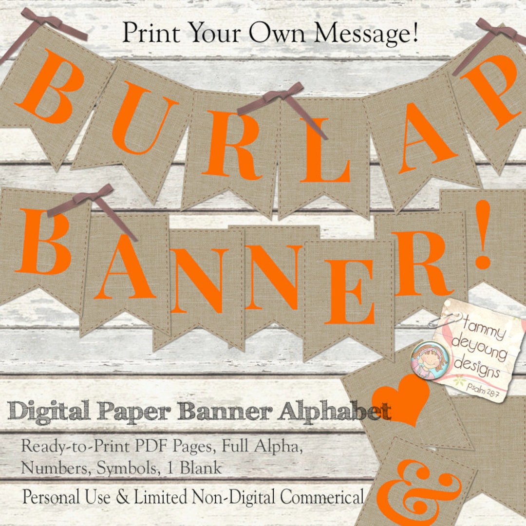 Fall Burlap Banner, Printable Paper Bunting, Thanksgiving Garland ...
