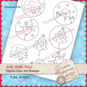 Christmas Clip Art, Christmas Coloring Pages, Digital Stamps, Santa ...