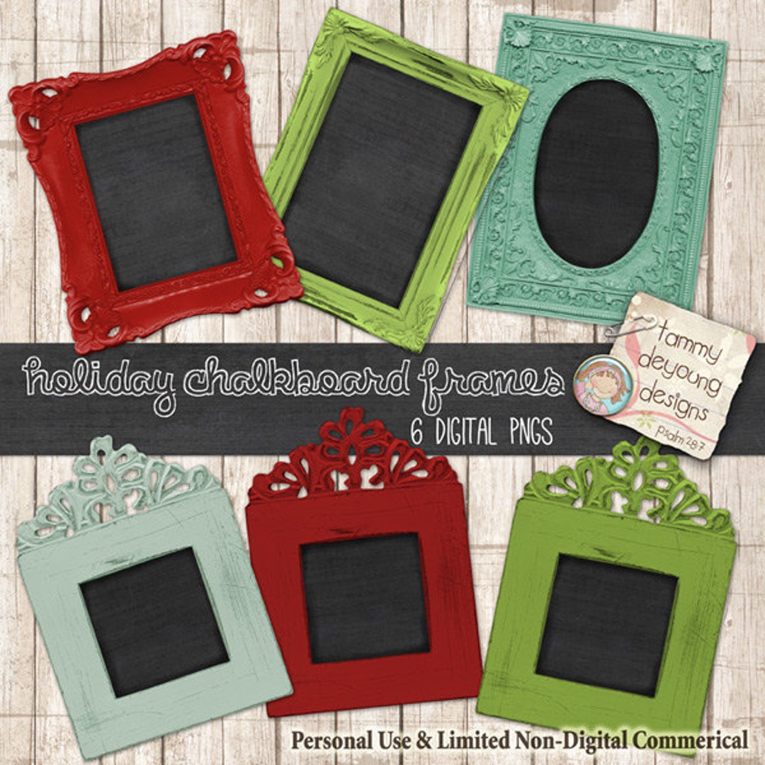 Chalkboard Frames Digital Clip Art Shabby Chic Christmas for ...