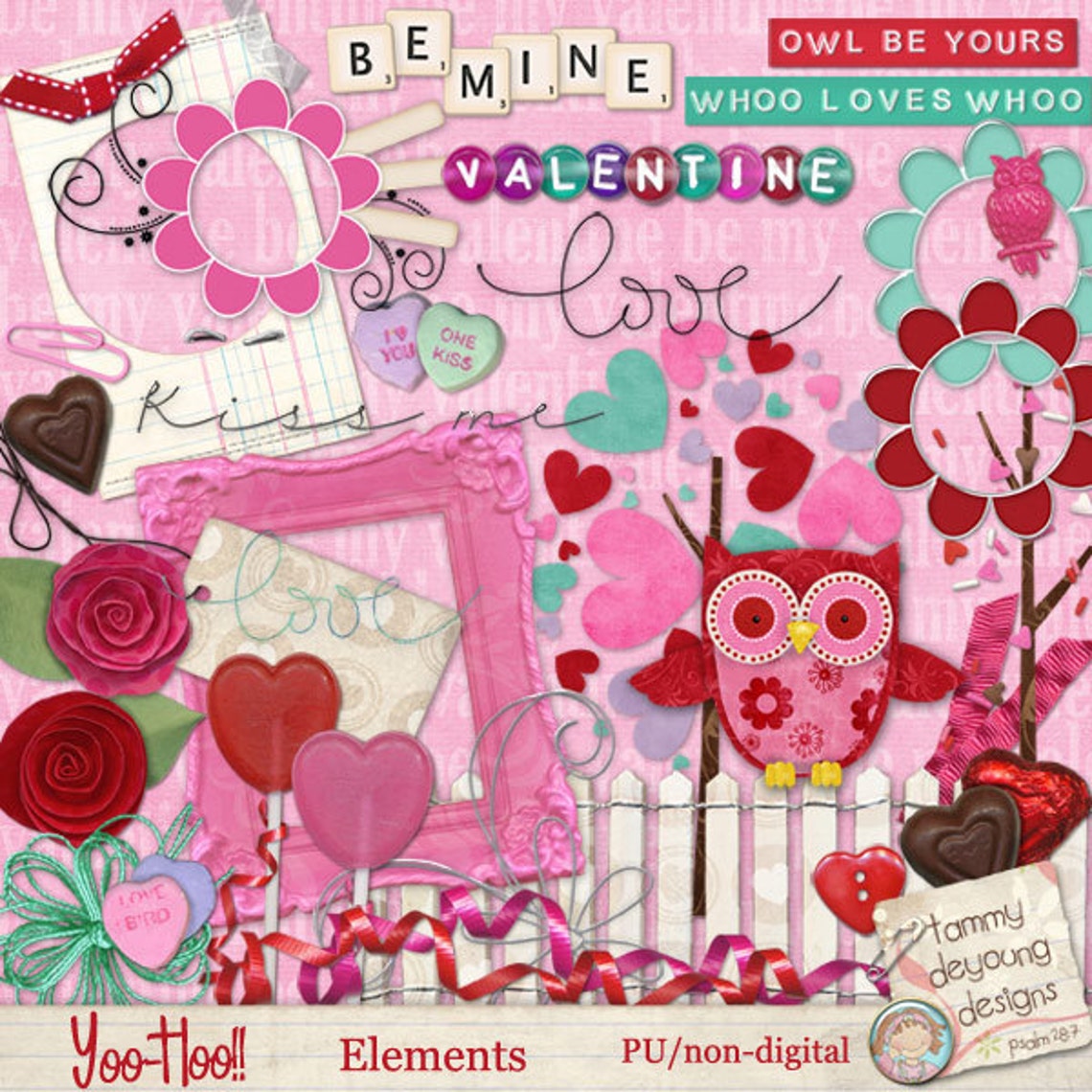 Digital Valentine Scrapbook Kit Love Clip Art Valentine | Etsy