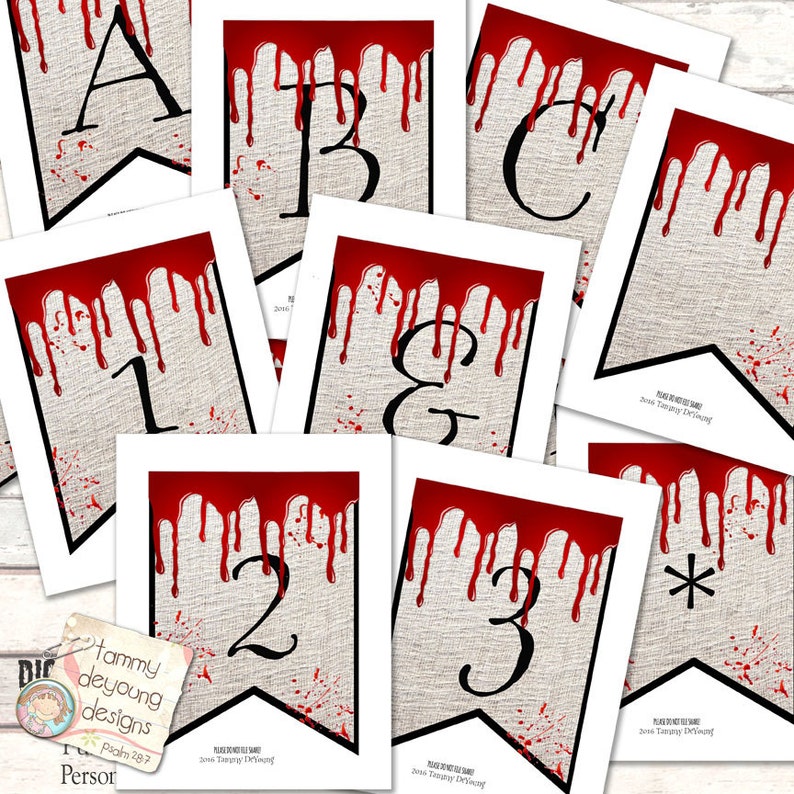 Halloween Banner, Zombie Party, DIY Halloween Garland Alphabet, Vampire ...