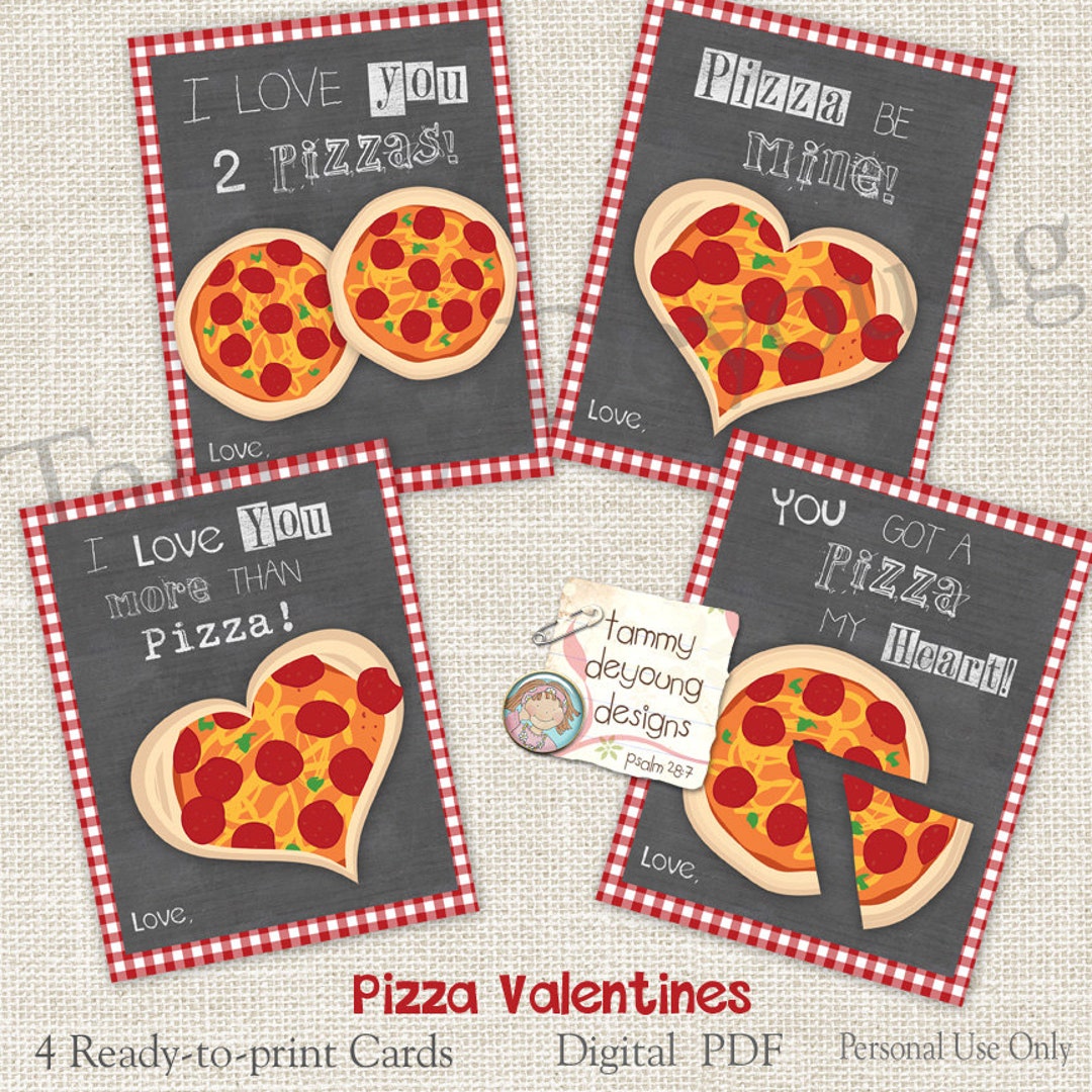 Pizza Valentines Cards for Kids *funny Valentines *teen Valentines Day ...