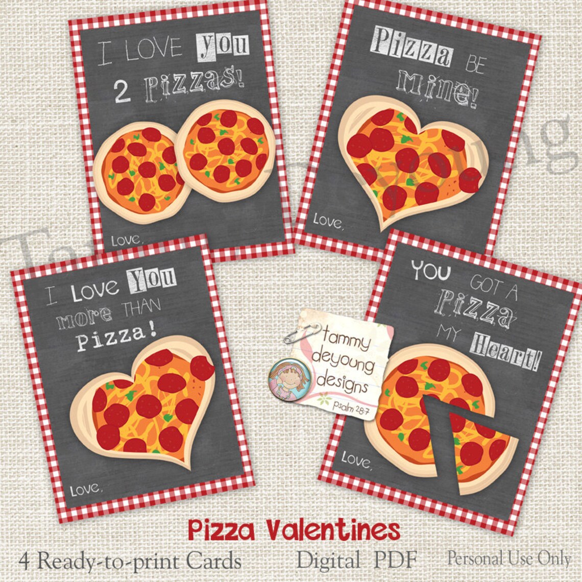 Pizza Valentines Cards for Kids funny Valentines teen - Etsy