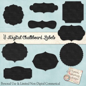 Digital Chalkboard Labels Frames Clip Art is Perfect for Invitations ...