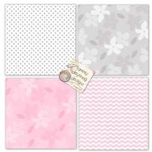 Pink and Gray Digital Paper Backgrounds for Nursery, Weddings ...