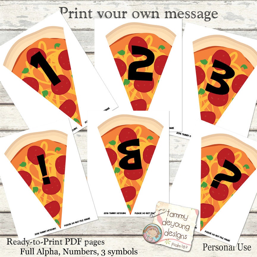 Pizza Party Banner Printable Pizza Alphabet Garland Print | Etsy