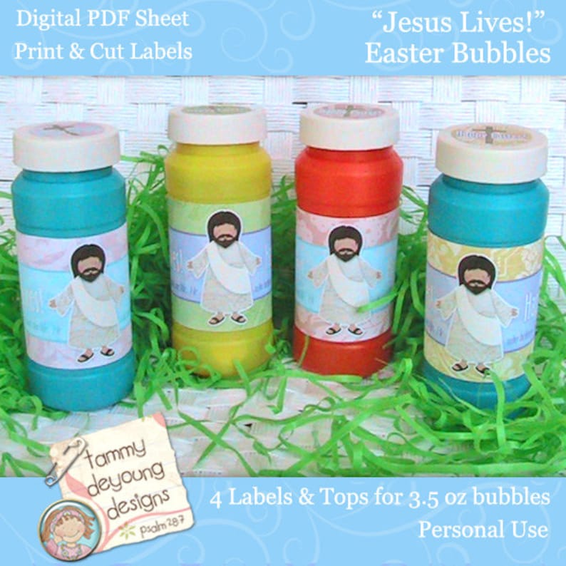 Easter Bubble Labels Easter Party Favors Religious Printable - Etsy