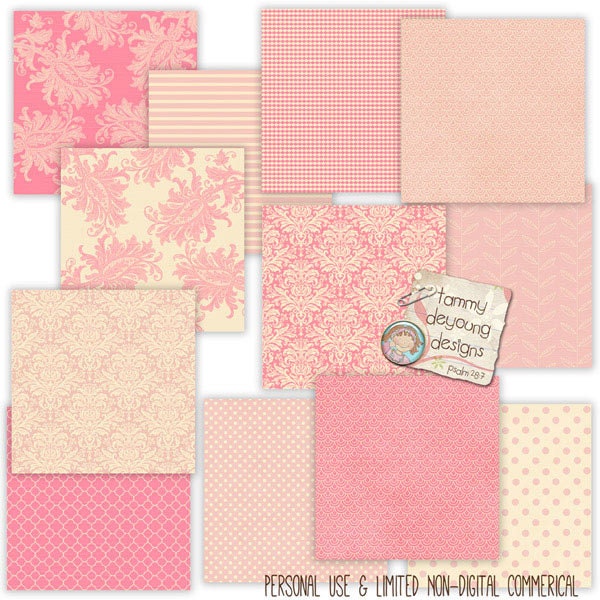 Pink Digital Paper Vintage Pink Pattern Backgrounds for | Etsy