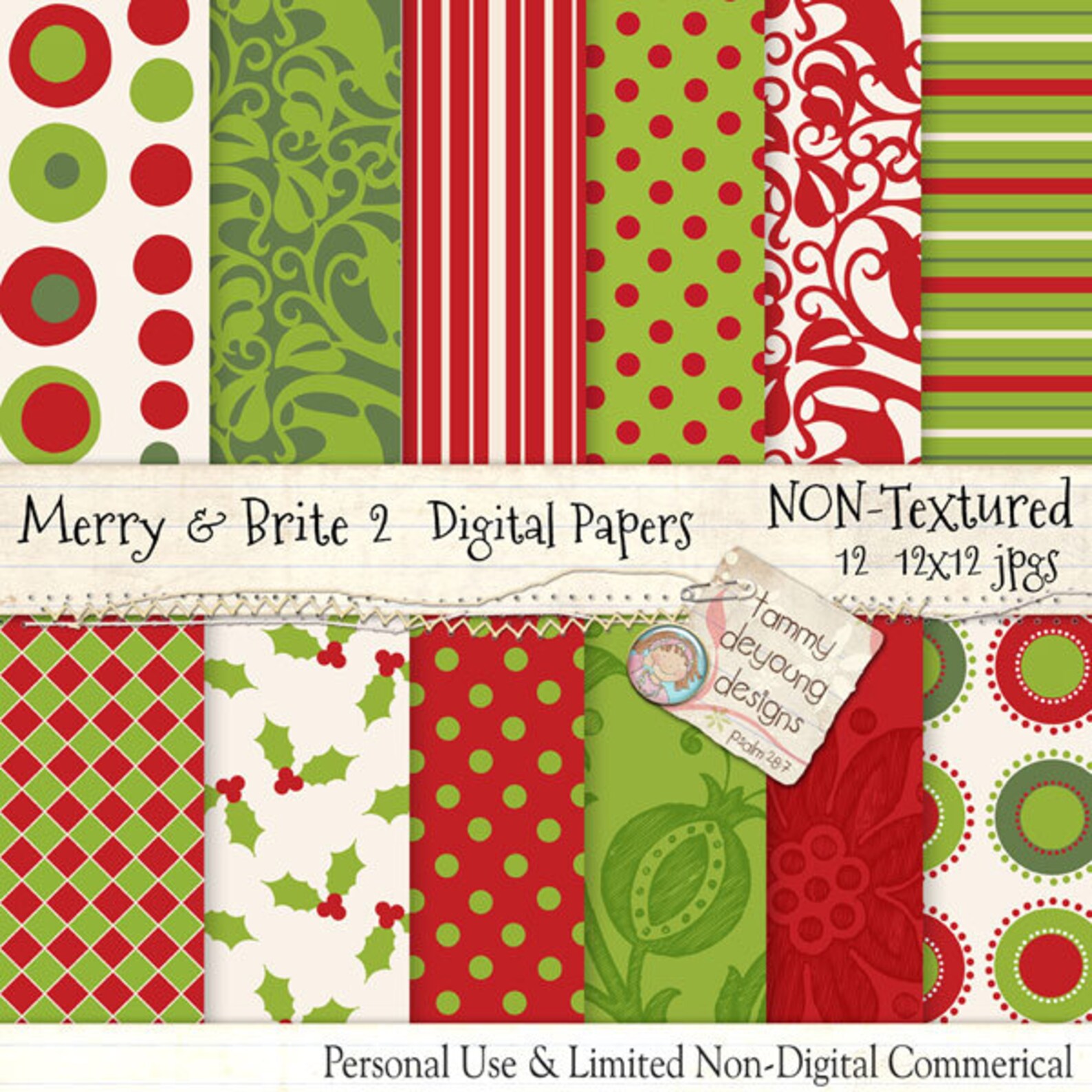 Christmas Digital Papers merry & Brite 2 - Etsy