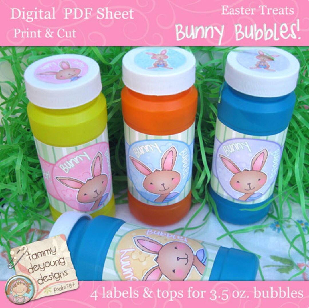 Easter Bubble Party Favors, Printable Easter Bubble Labels, Easter ...