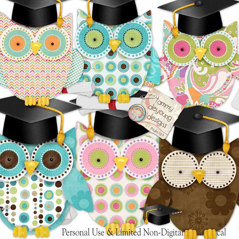 Graduation Clip Art, Graduation Owls Clipart, Preschool Kindergarten ...