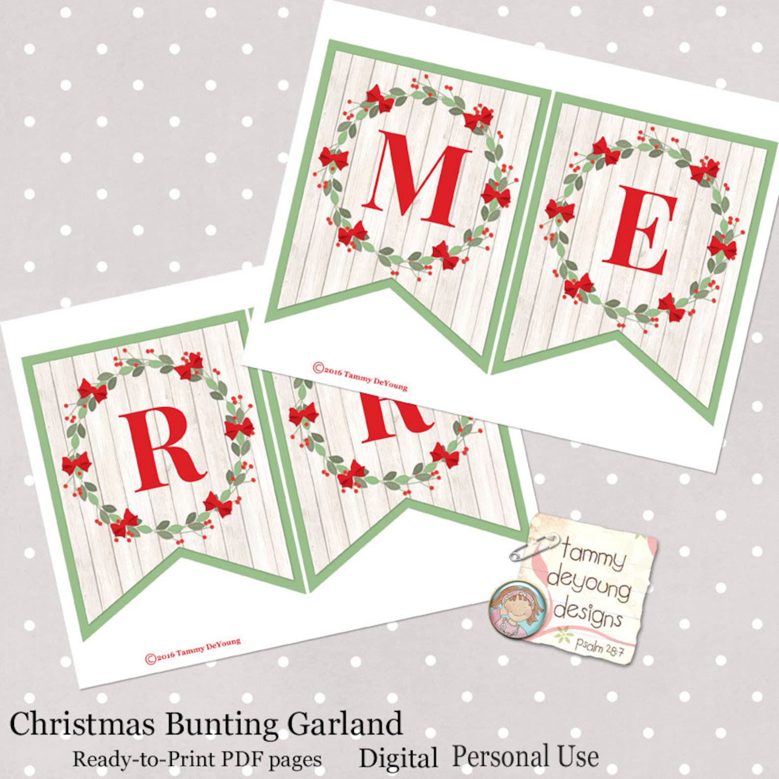 Digital Christmas Bunting Merry Christmas Banner Happy New - Etsy