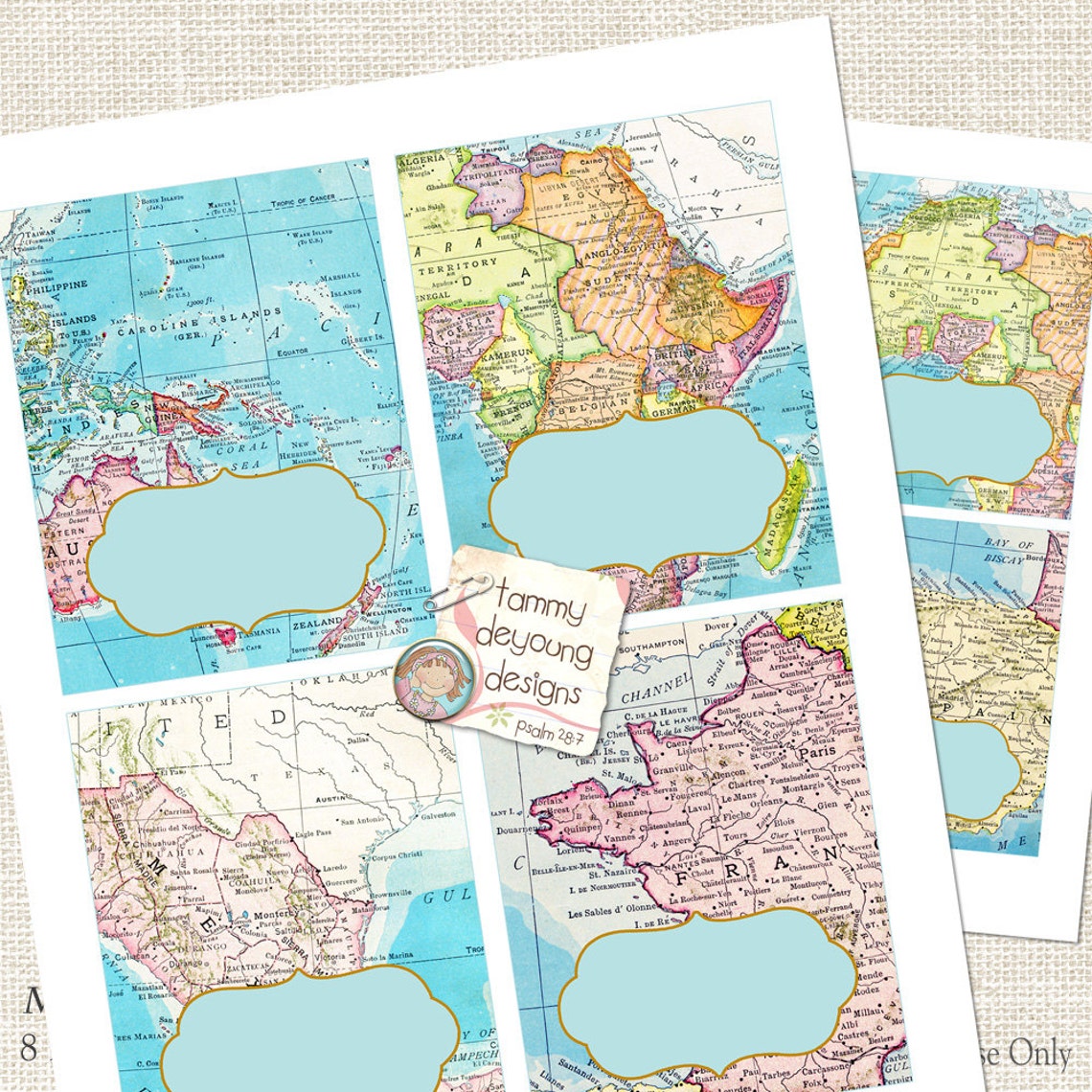 Map Place Cards, World Map Tags, Tent Labels, Digital Buffet Cards ...