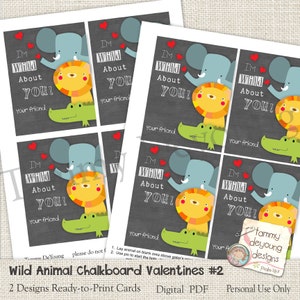 Wild Animal Valentine Cards for Kids Jungle Safari Valentine - Etsy