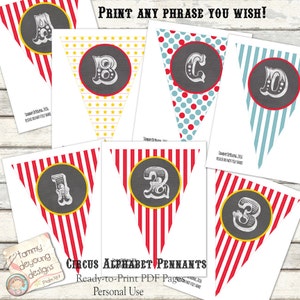 Printable Carnival Banner, Circus Alphabet Garland, Carnival Birthday ...