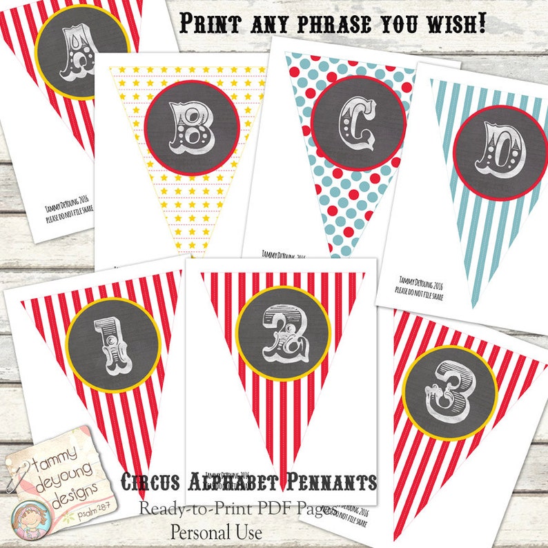 Printable Carnival Banner Circus Alphabet Garland Carnival - Etsy