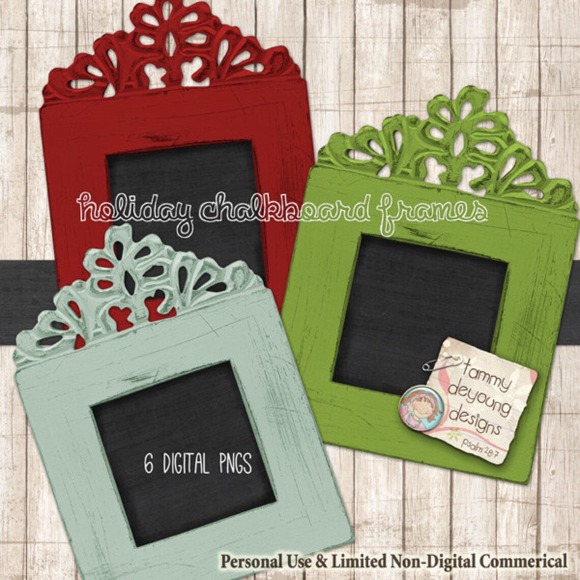 Chalkboard Frames Digital Clip Art Shabby Chic Christmas for | Etsy