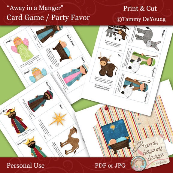 Christmas Nativity Party Favor Card Game Printable, Kids Christmas Game ...