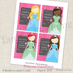 Princess Valentine Cards, Kids Valentines Day Cards for Girls, School ...