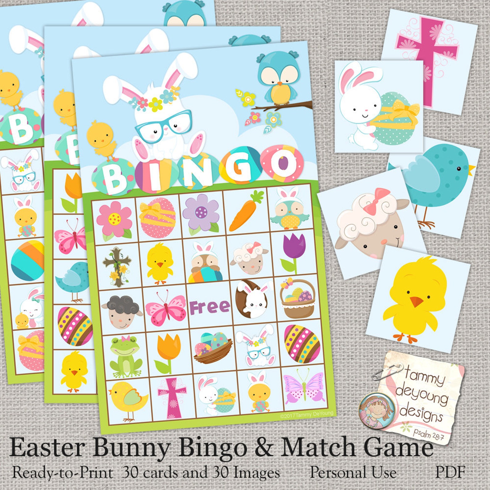 Easter Bunny Bingo Easter Printable Game Instant Download | Etsy