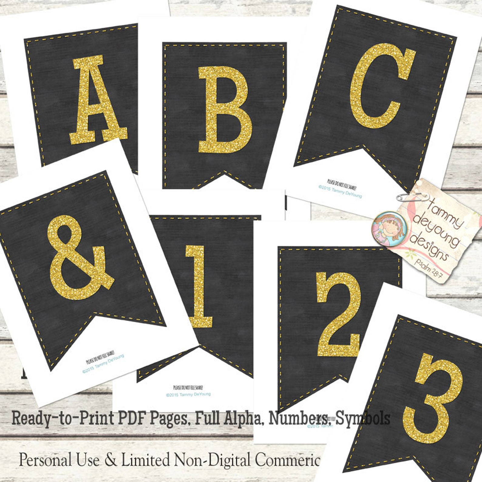 Chalkboard Wedding Pennants Gold Glitter Alphabet Letters | Etsy