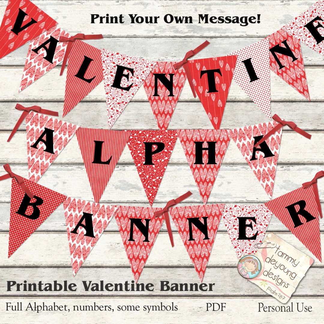 Valentine Banner, Valentine Alphabet Garland, Valentine Wedding Bunting ...