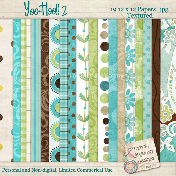 Blue and Green Digital Papers "turquoise Digital Paper Pack" Boho ...