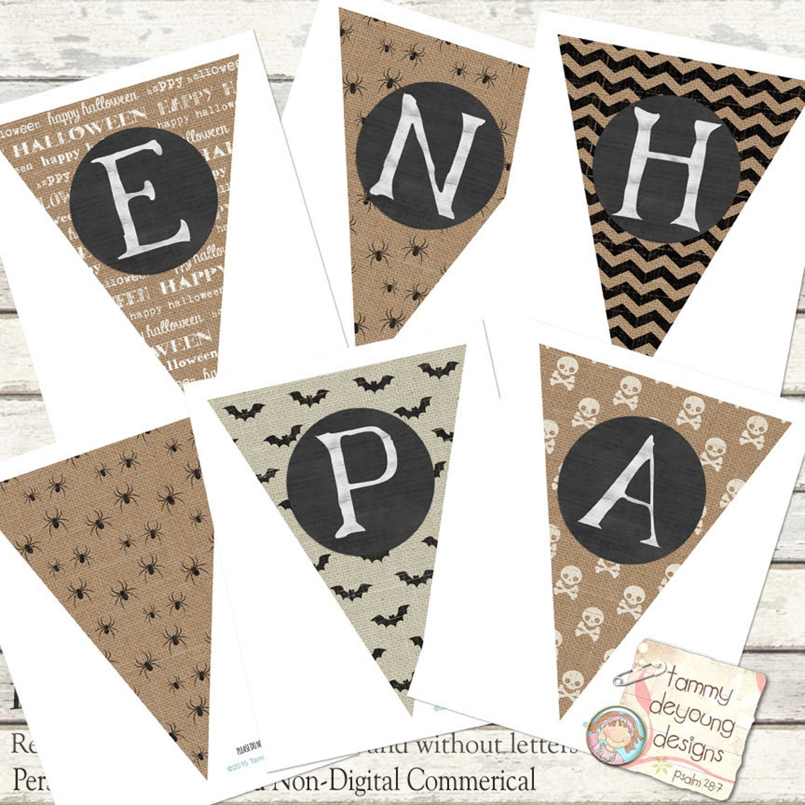 Halloween Banner, Burlap Halloween Garland, Printable Halloween Decor ...