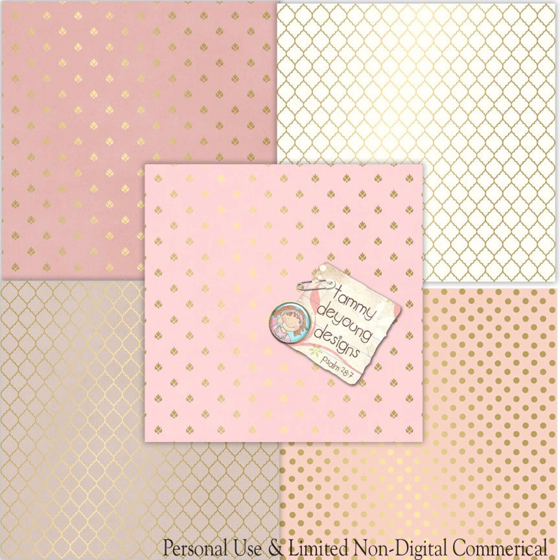 Gold and Blush Pink Digital Papers Rose Gold Wedding Faux - Etsy