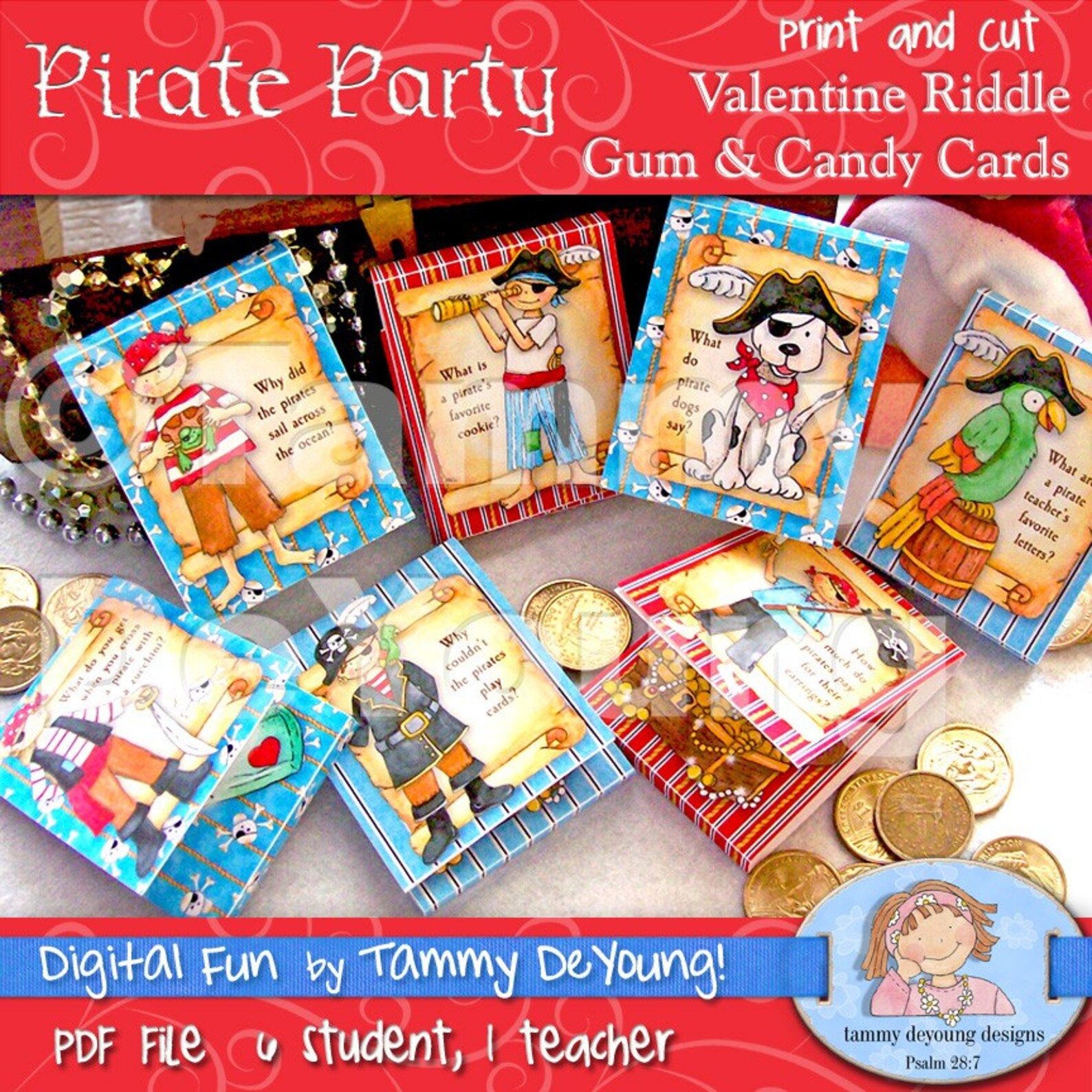 Pirate Valentine Cards for Kids DIY Printable Valentines - Etsy