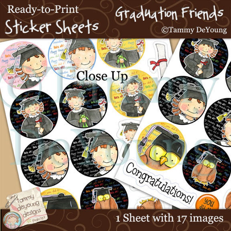 Printable Graduation Stickers for Kids, Instant Download Graduation ...