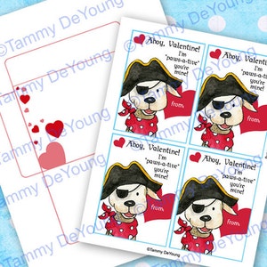 Valentine Card for Kids* Pirate Valentines Day* DIY Printable Greeting ...