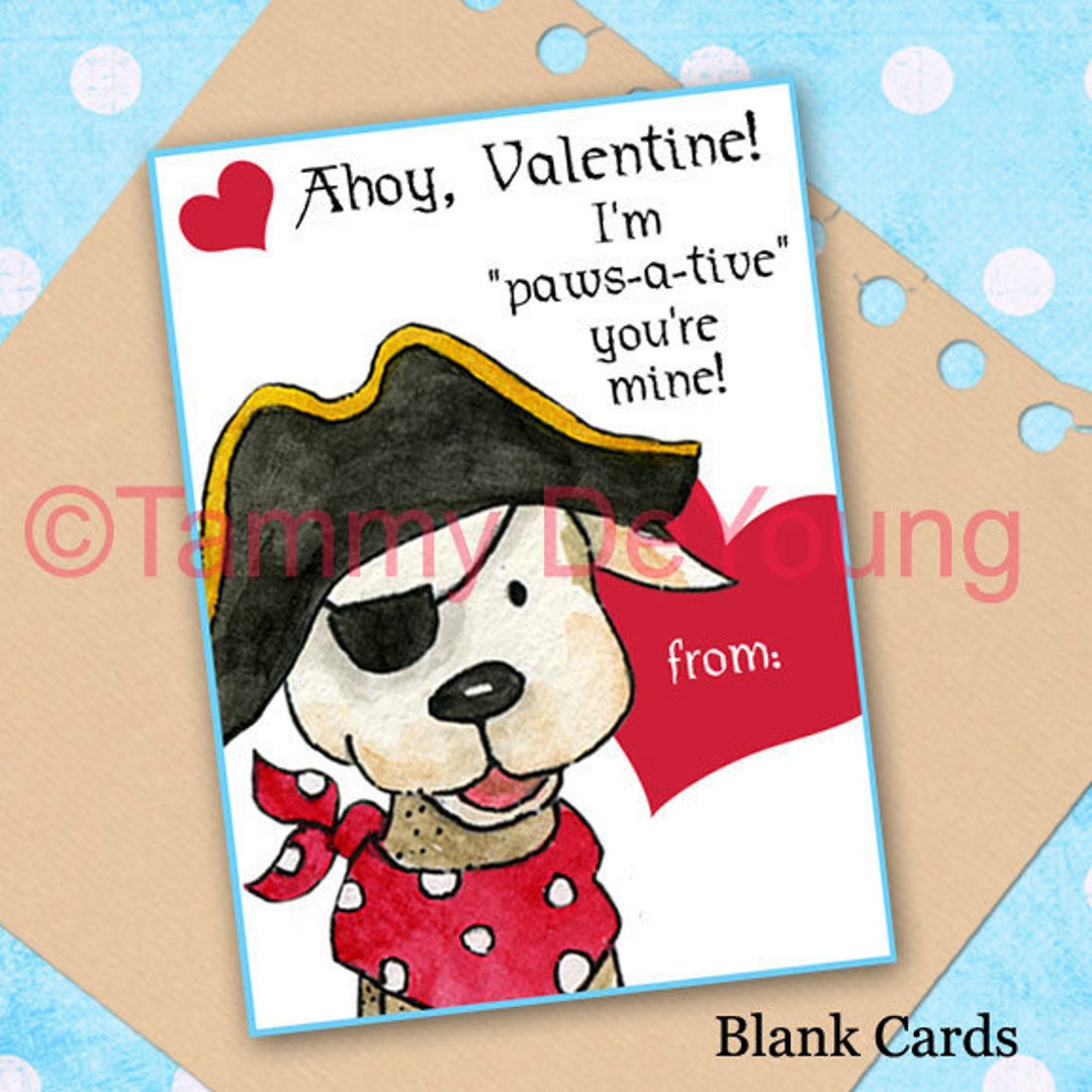 Valentine Card for Kids* Pirate Valentines Day* DIY Printable Greeting ...