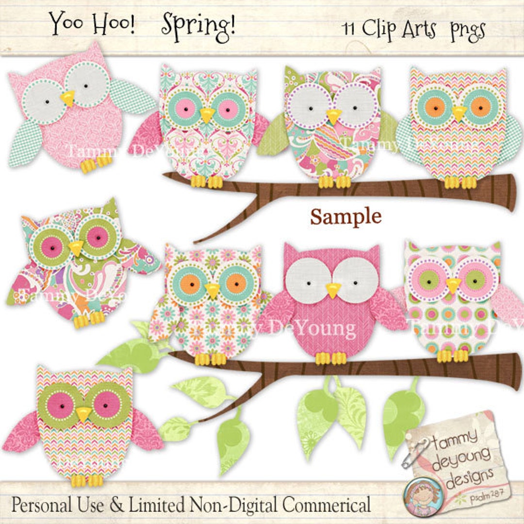 Digital Owl Clip Art, Paisley Baby Girl Shower, Boho Owls Nursery Art ...