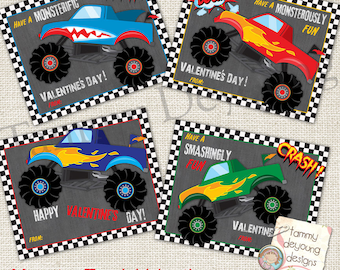 Monster Truck Valentine Cards - Etsy