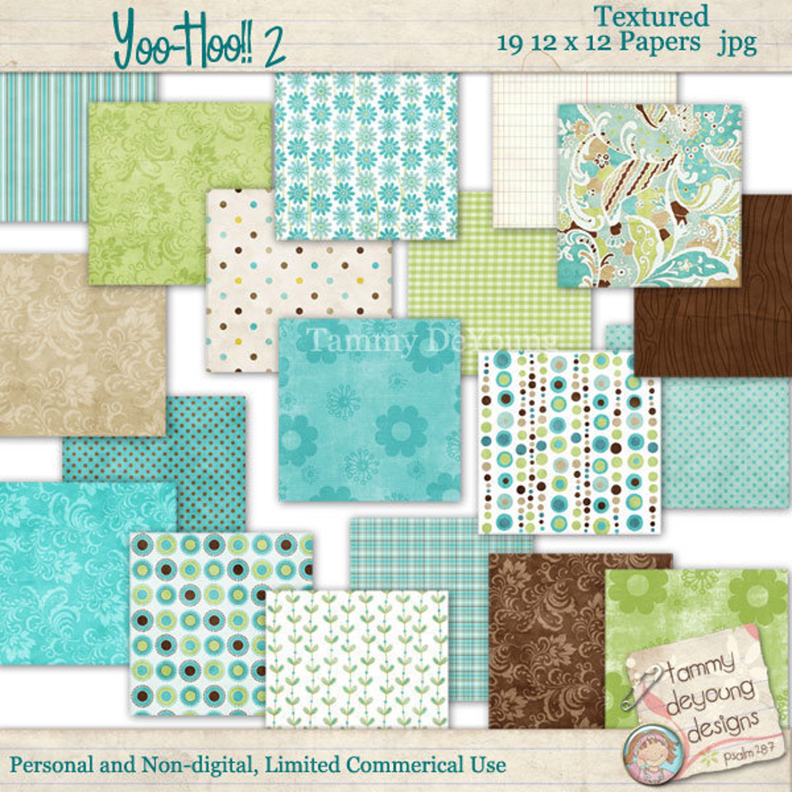 Blue and Green Digital Papers turquoise Digital Paper | Etsy