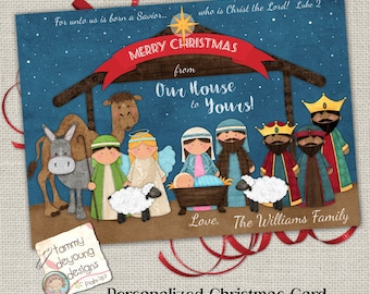 Christmas Card 4 X 6, Luke 2:11, Religious, Nativity Scene, Printable ...