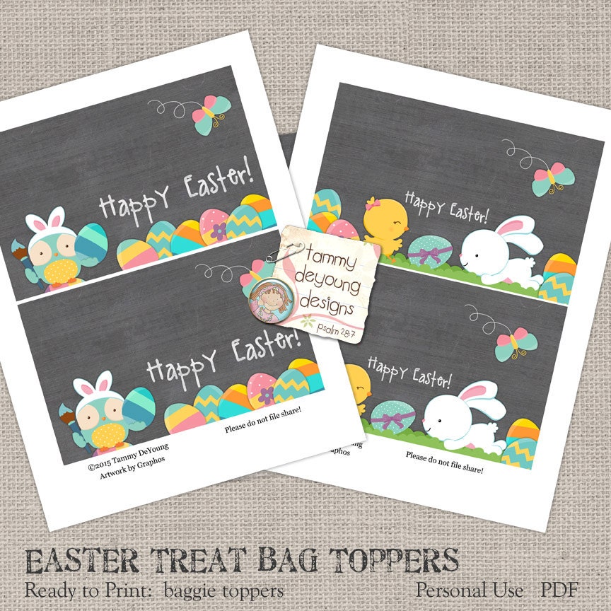 Easter Treat Bag Toppers Printable Easter labels Easter | Etsy