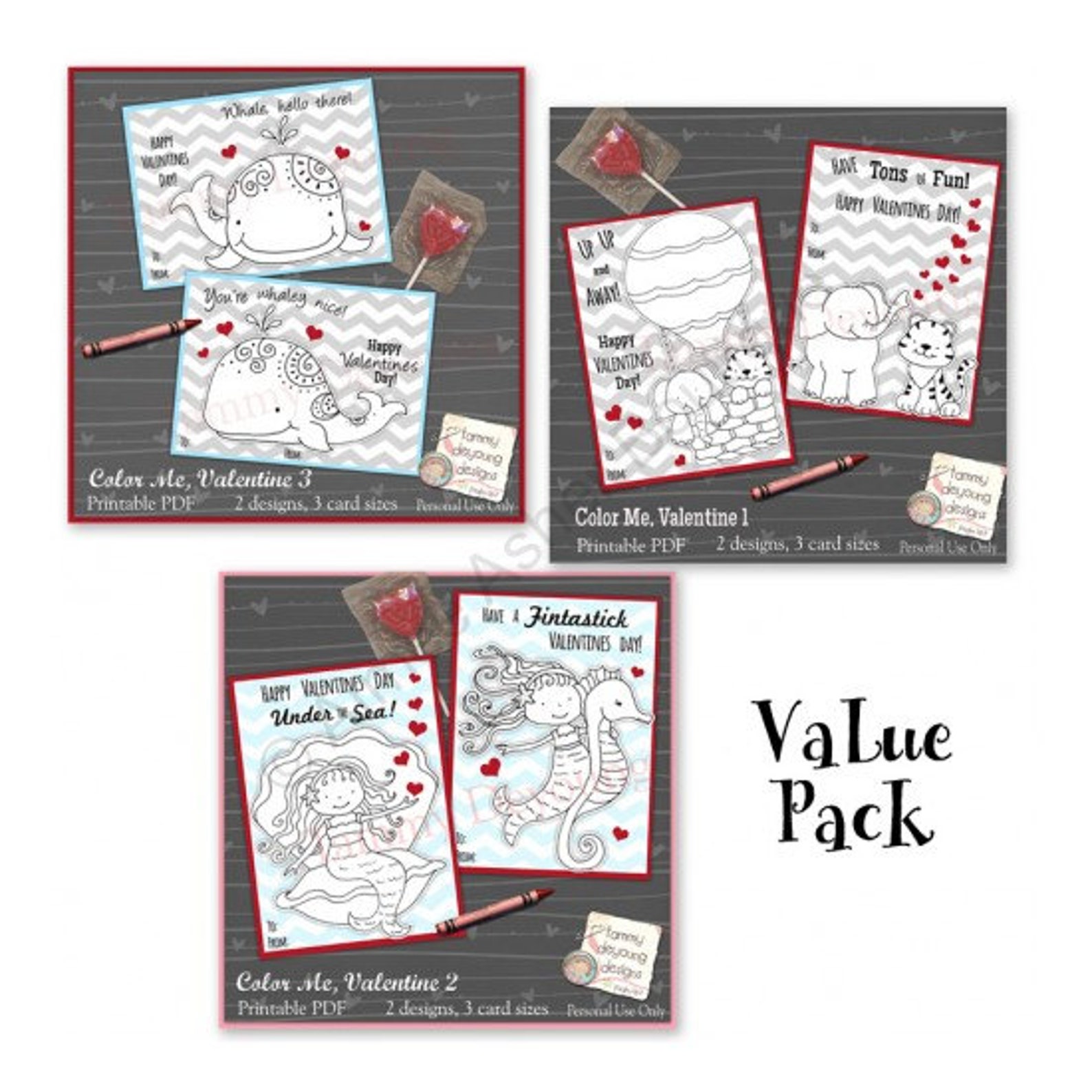 Kids' Valentine Cards printable Valentines Coloring | Etsy