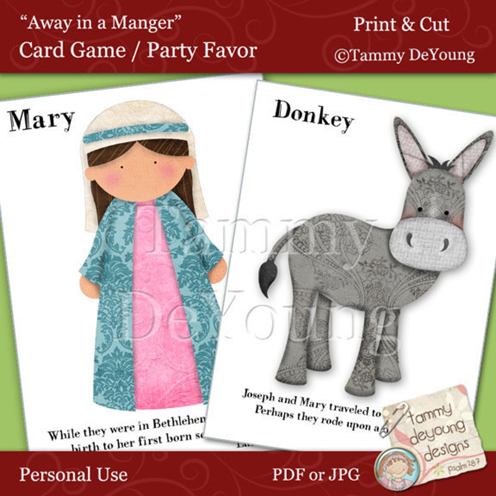 Christmas Nativity Party Favor Card Game Printable Kids - Etsy