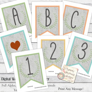 Woodland Animal Banner, Digital Alphabet Garland Woodland Baby Shower ...