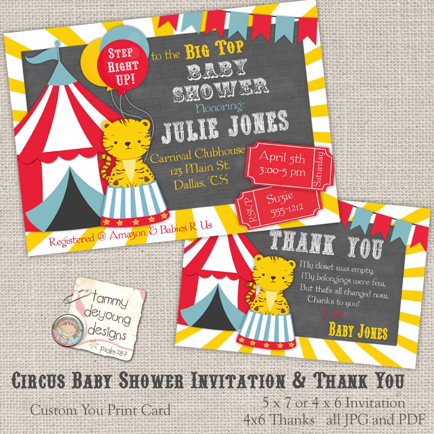 Circus Baby Shower Invitations